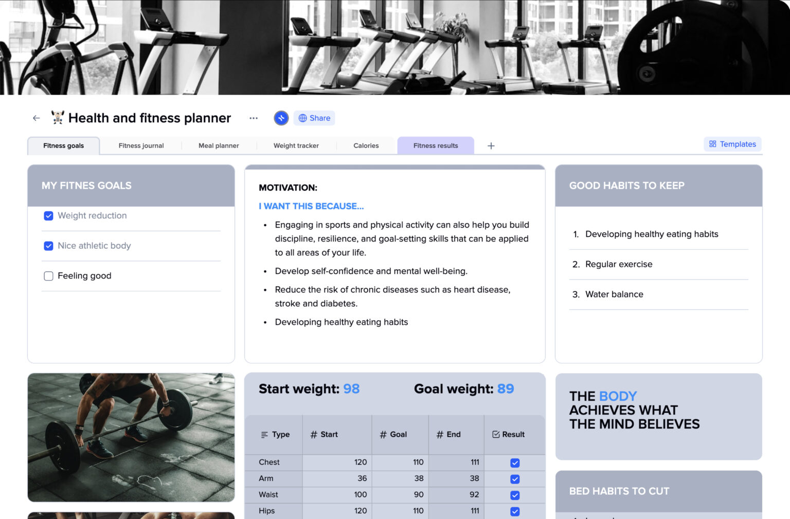 Free Digital Health and Fitness Planner