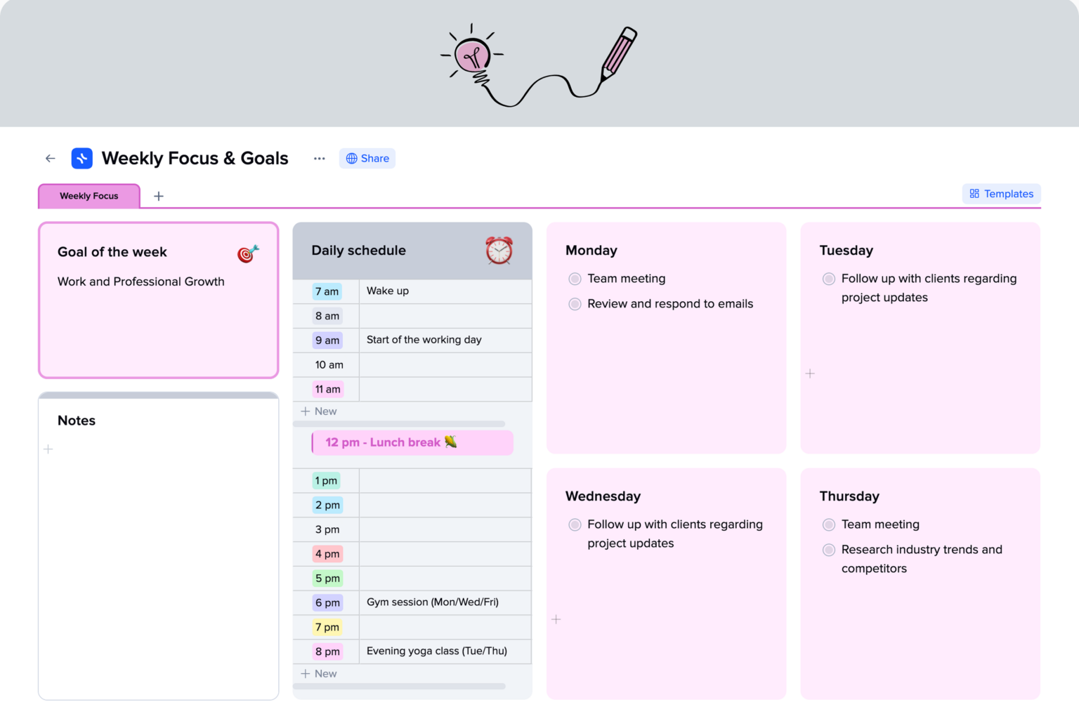Weekly Focus Template